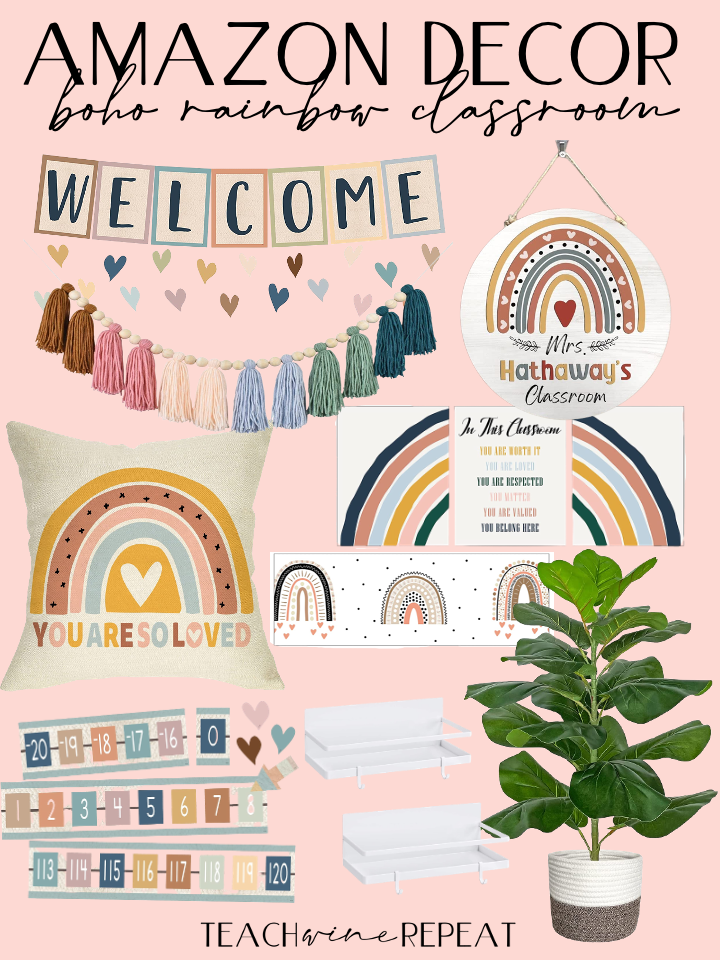 Amazon Classroom Decor: Boho Rainbow Classroom – Teach Wine Repeat